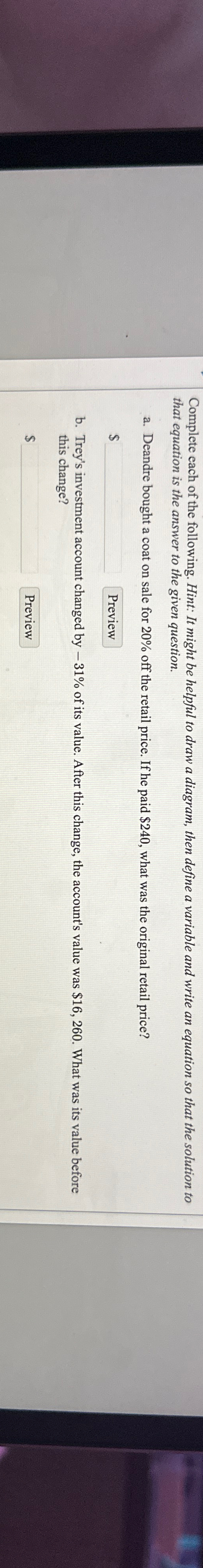 Solved Complete each of the following. Hint: It might be | Chegg.com