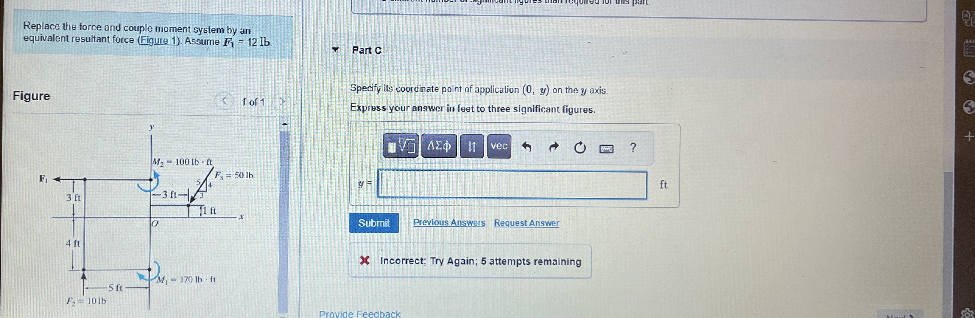 Solved Replace the force and couple moment system by an | Chegg.com
