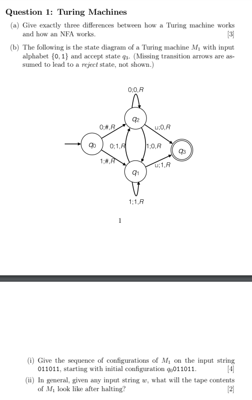 Solved Question 1: Turing Machines(a) ﻿Give exactly three | Chegg.com