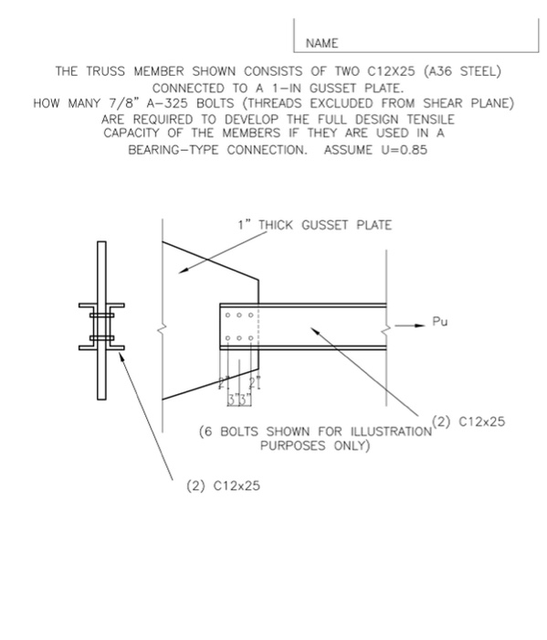 Solved NAME THE TRUSS MEMBER SHOWN CONSISTS OF TWO C12x25 | Chegg.com