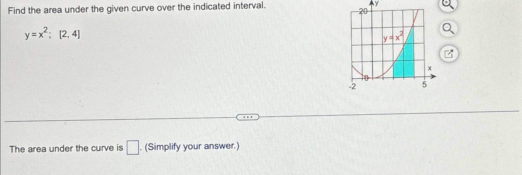 Solved Find the area under the given curve over the | Chegg.com