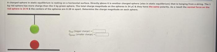 Solved A charged sphere in static equilibrium is resting on | Chegg.com