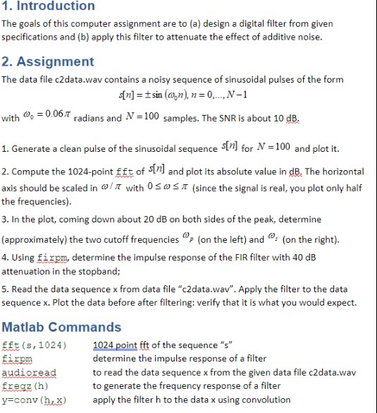 IntroductionThe goals of this computer assignment are | Chegg.com