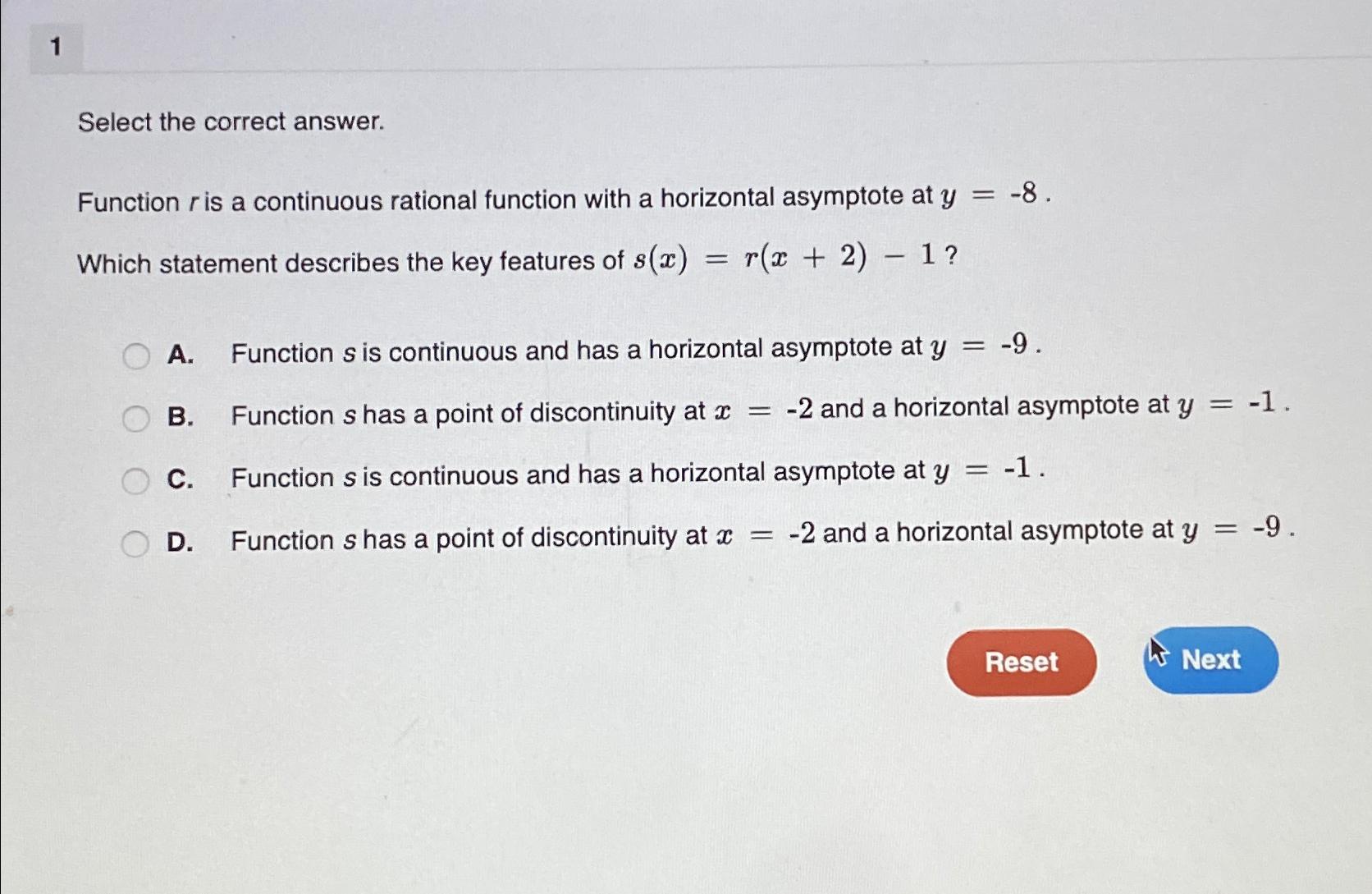 Solved 1Select the correct answer.Function r is a | Chegg.com Solved 1Select the correct answer.Function r is a | Chegg.com
