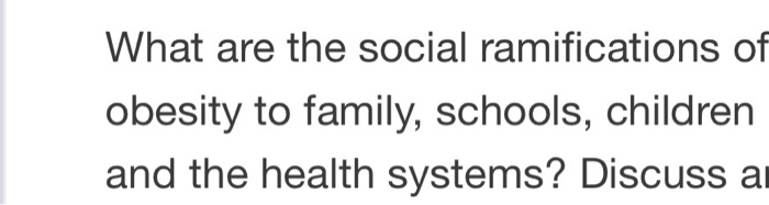 Solved What are the social ramifications of obesity to | Chegg.com