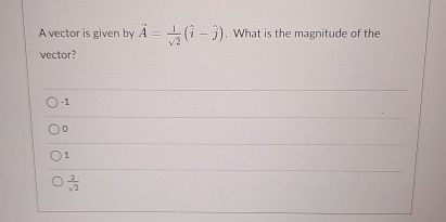 Solved A vector is given by vec(A)=122(hat(i)-hat(j)). ﻿What | Chegg.com