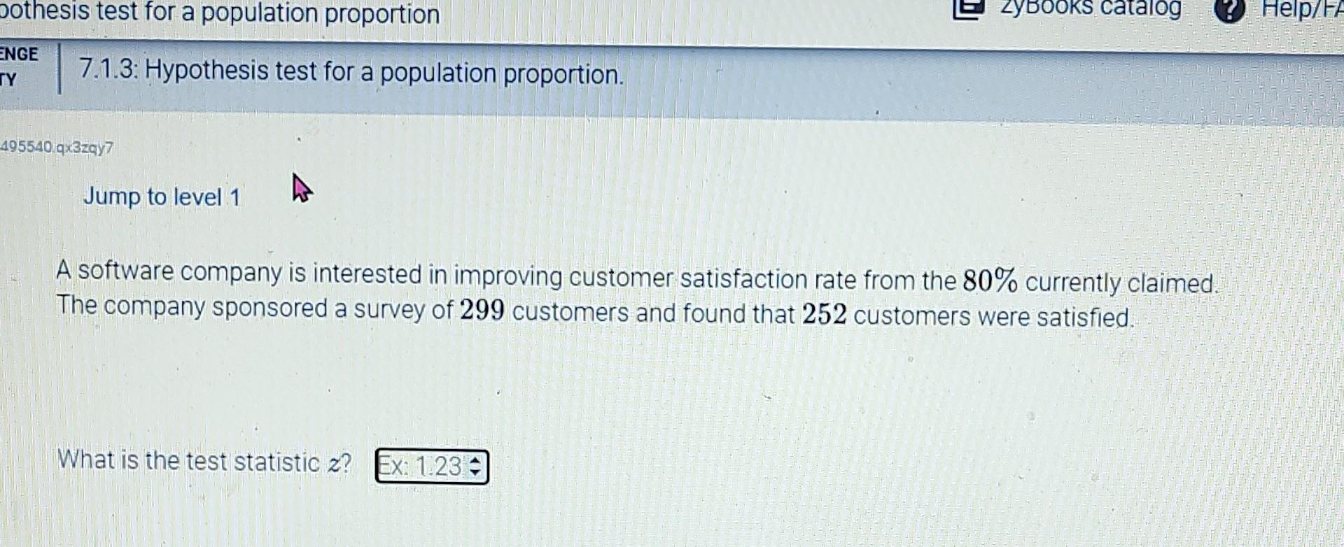 Solved 7.1.3: Hypothesis test for a population proportion. | Chegg.com