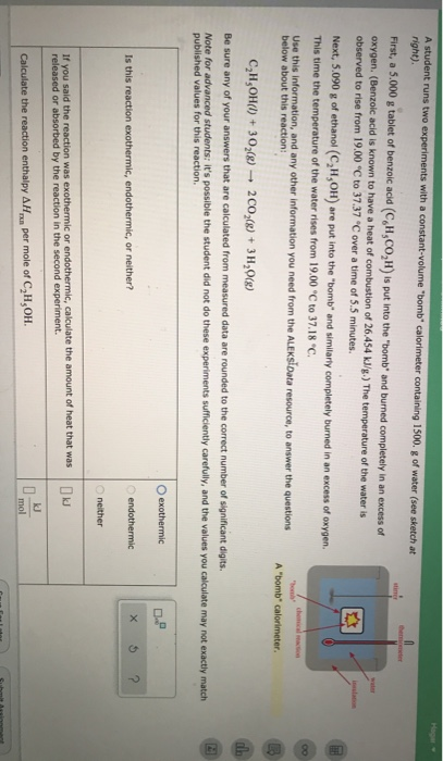 Solved A student runs two experiments with a constant-volume | Chegg.com