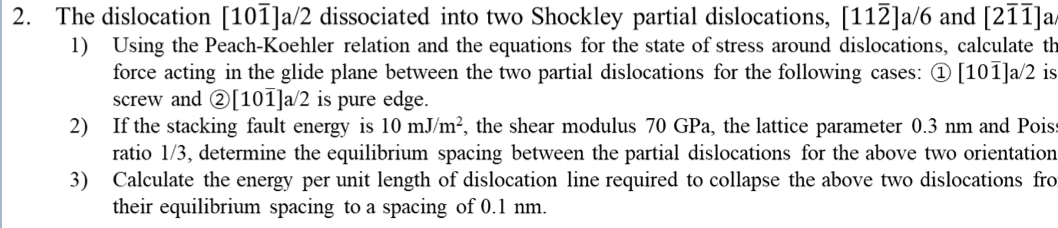 Solved The dislocation problem1,2,3 | Chegg.com