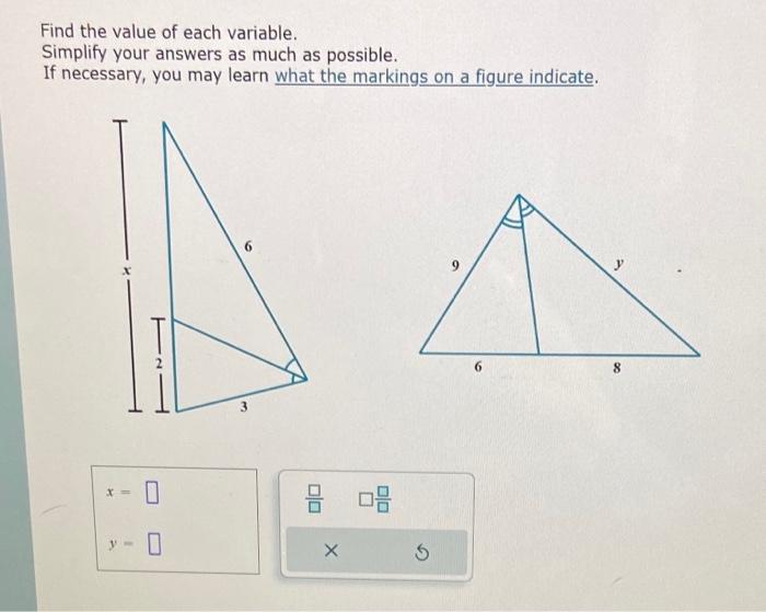 Solved Find the value of each variable. Simplify your | Chegg.com