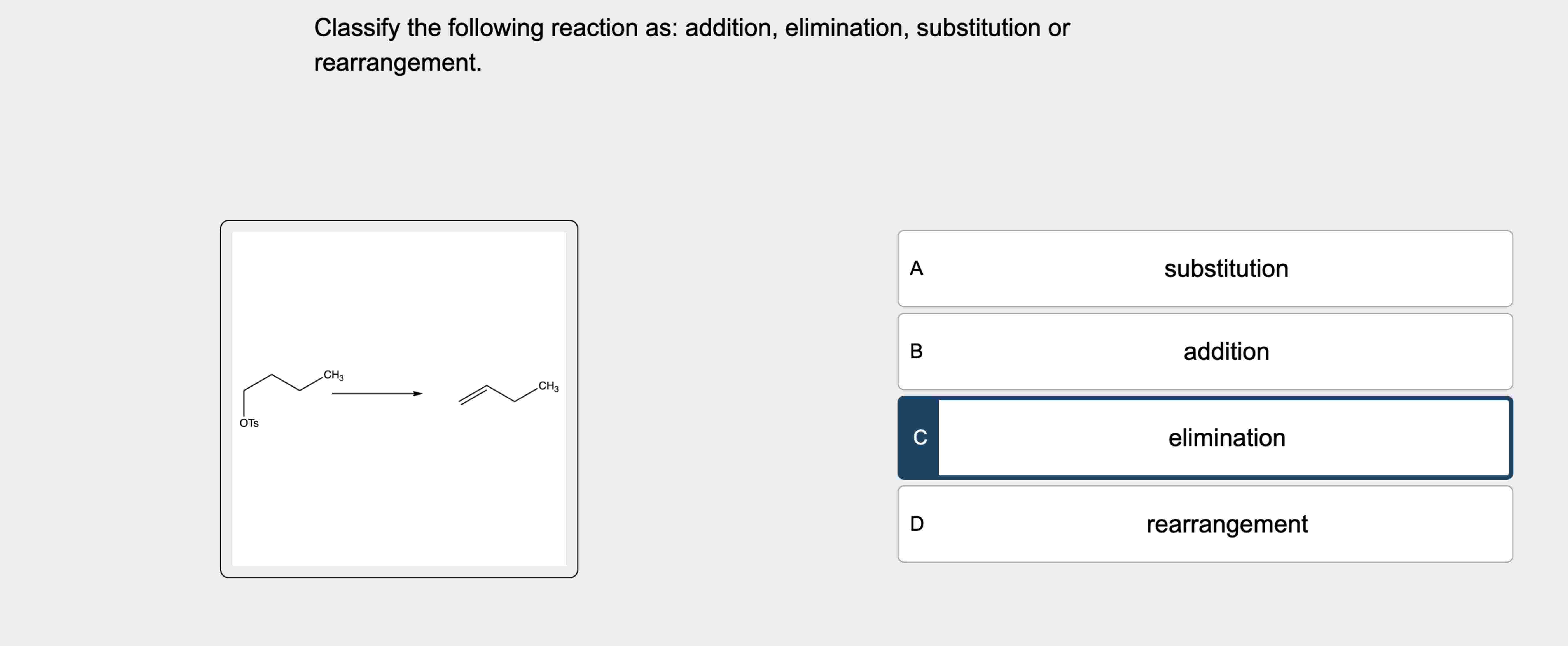 Classify the following reaction as: addition, | Chegg.com