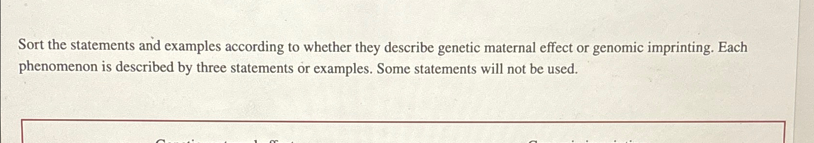 Solved Sort the statements and examples according to whether | Chegg.com