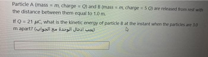 Solved Particle A (mass = m, charge = Q) and B (mass = m, | Chegg.com