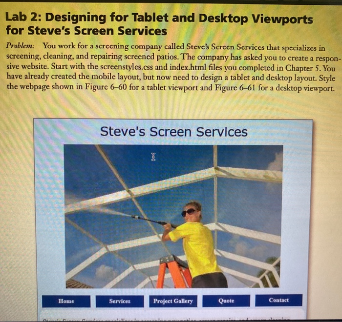 Solved Lab 2: Designing for Tablet and Desktop Viewports for | Chegg.com