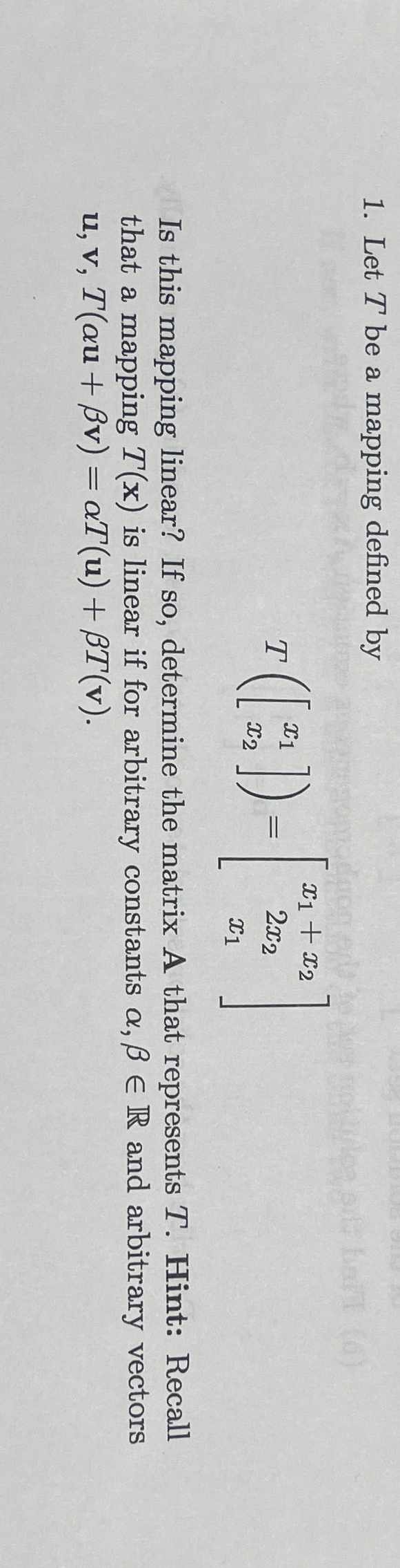 Solved Let T ﻿be a mapping defined | Chegg.com