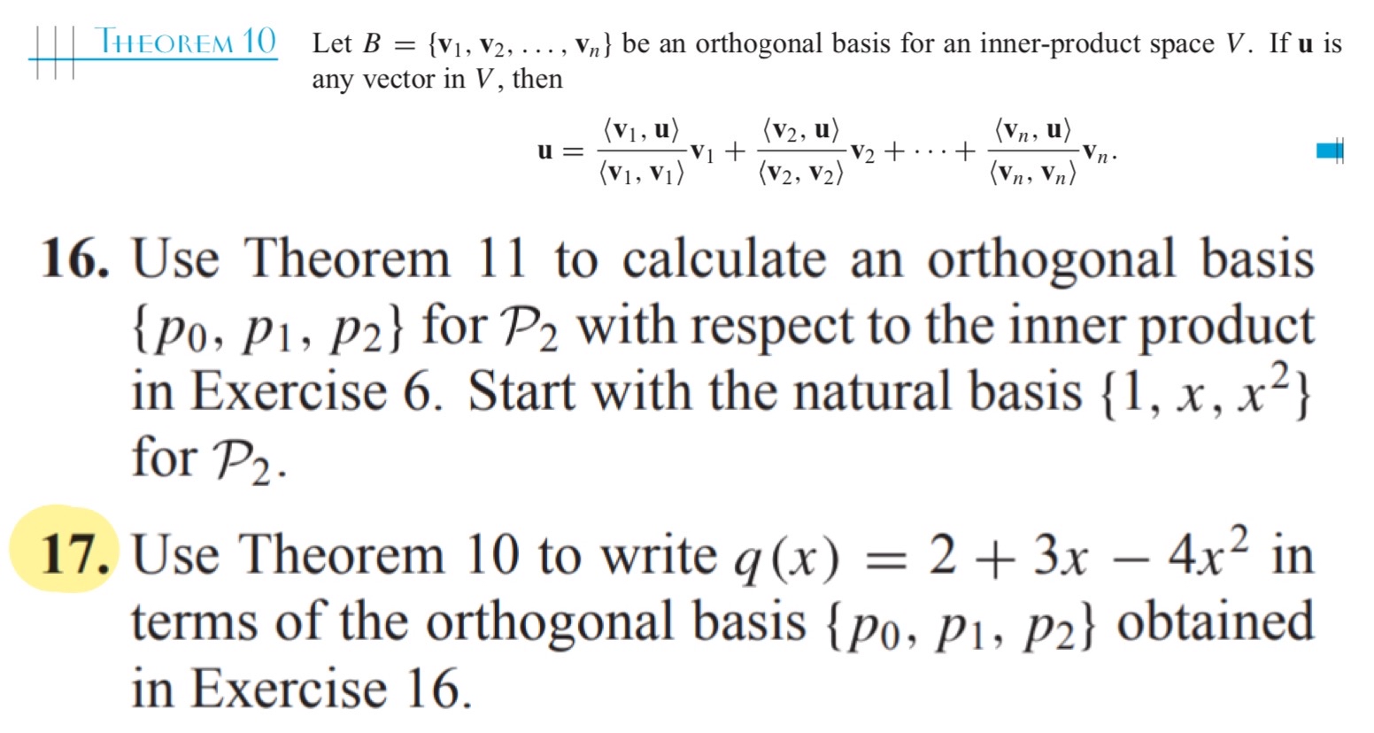Solved \table[[||,TheOREM 10]] ﻿any vector in V, ﻿thenUse | Chegg.com