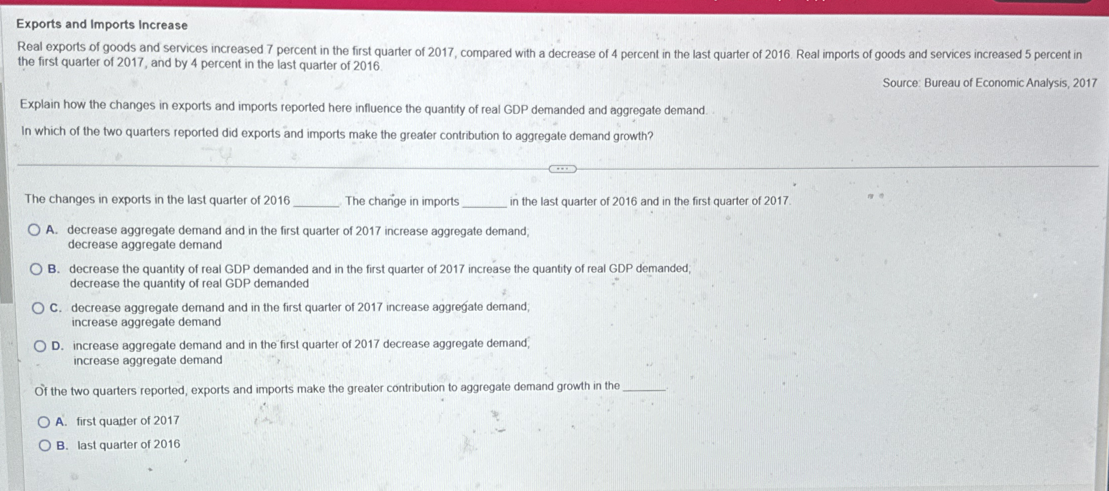 Solved Exports and Imports IncreaseReal exports of goods and | Chegg.com