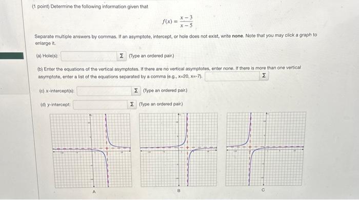 Solved (1 point) Determine the following information given | Chegg.com