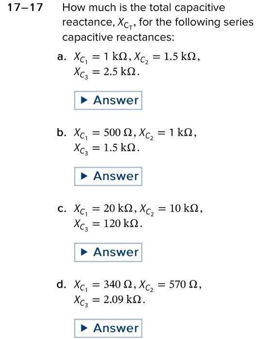 Solved How Much Is The Total Capacitive Reactance Xct For