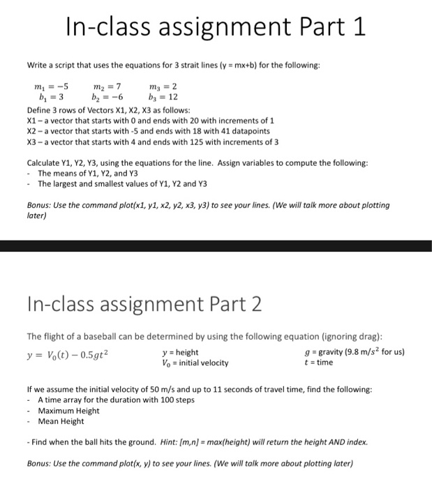 Solved In Class Assignment Part 1 Write A Script That Uses 0621