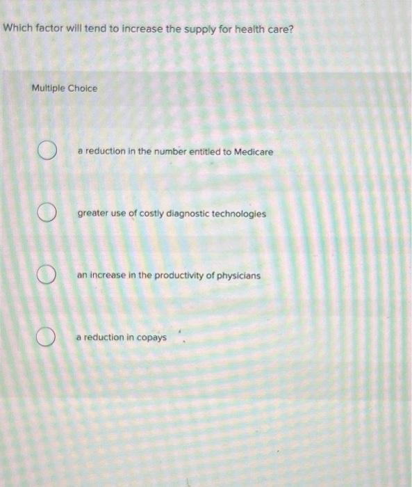 Solved Which factor will tend to increase the supply for | Chegg.com