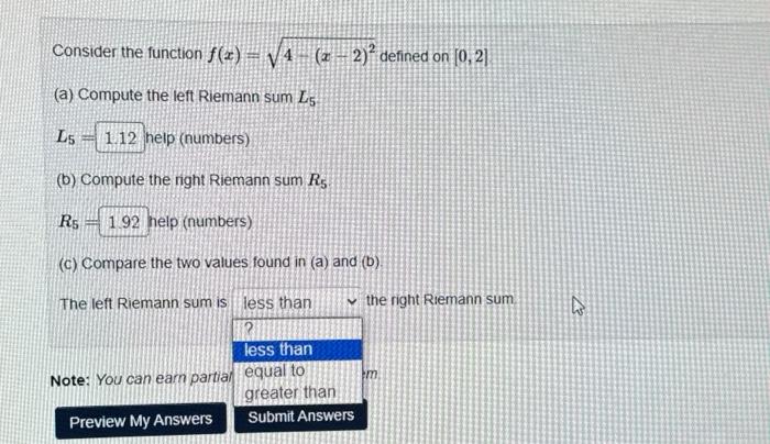 Solved Consider the function f(x)=4−(x−2)2 defined on [0,2] | Chegg.com