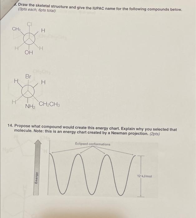 Solved 3. Draw the skeletal structure and give the IUPAC | Chegg.com