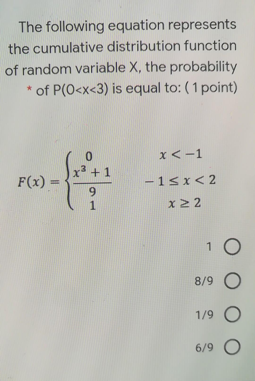 Solved The following equation represents the cumulative | Chegg.com