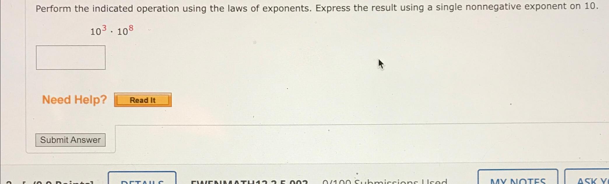 Perform the indicated operation using the laws of | Chegg.com