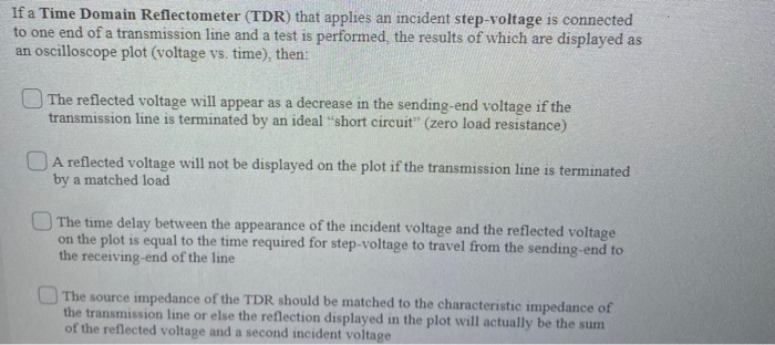 Solved If a Time Domain Reflectometer (TDR) that applies an | Chegg.com