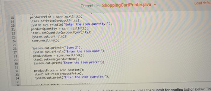 Solved 5.11.1 Online Shopping cart (Java) I have created the | Chegg.com