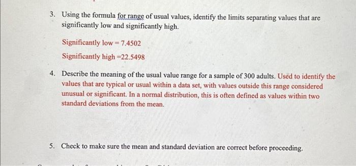 Solved 3. Using the formula for range of usual values, | Chegg.com
