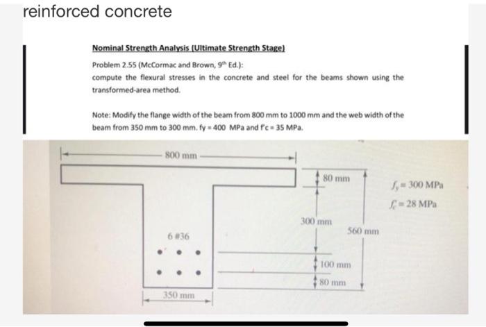 Solved reinforced concrete Nominal Strength Analysis | Chegg.com