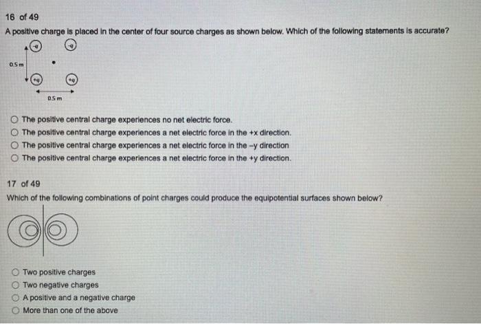 Solved A positive charge is placed in the center of four | Chegg.com
