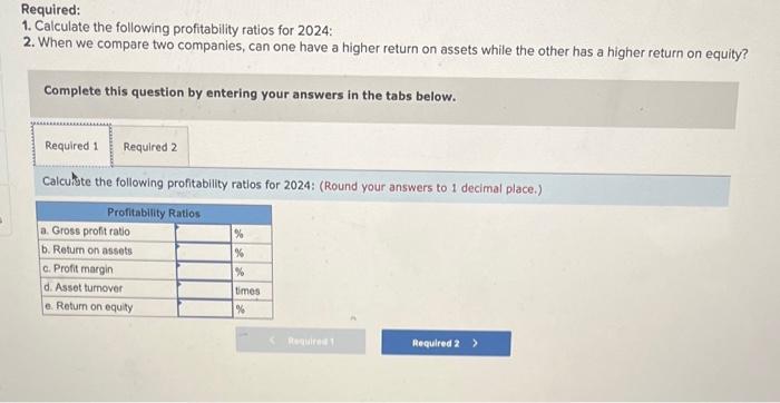 Solved Exercise 12-8 (Algo) Calculate profitability ratios | Chegg.com