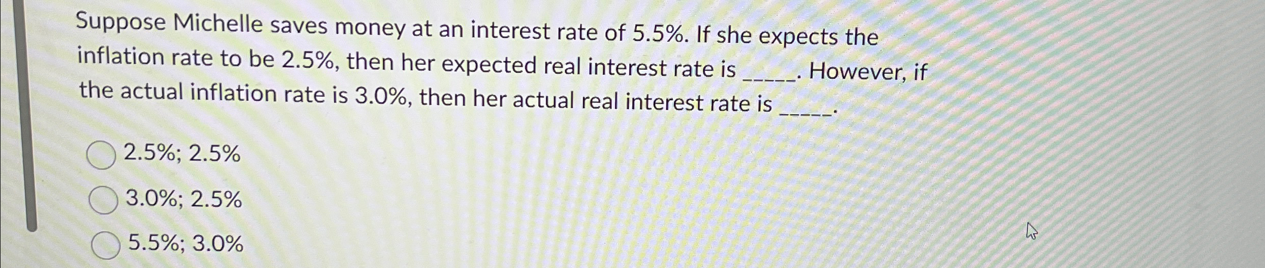 Solved Suppose Michelle saves money at an interest rate of | Chegg.com