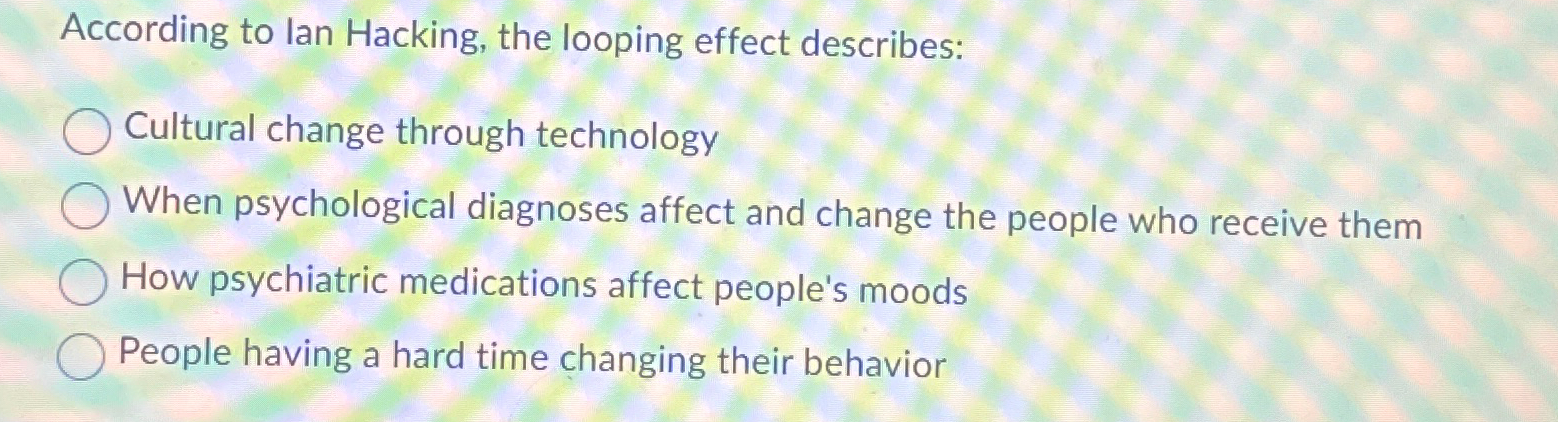 According to lan Hacking, the looping effect | Chegg.com