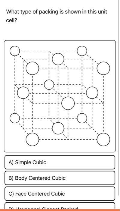 Solved What type of packing is shown in this unit cell? | Chegg.com