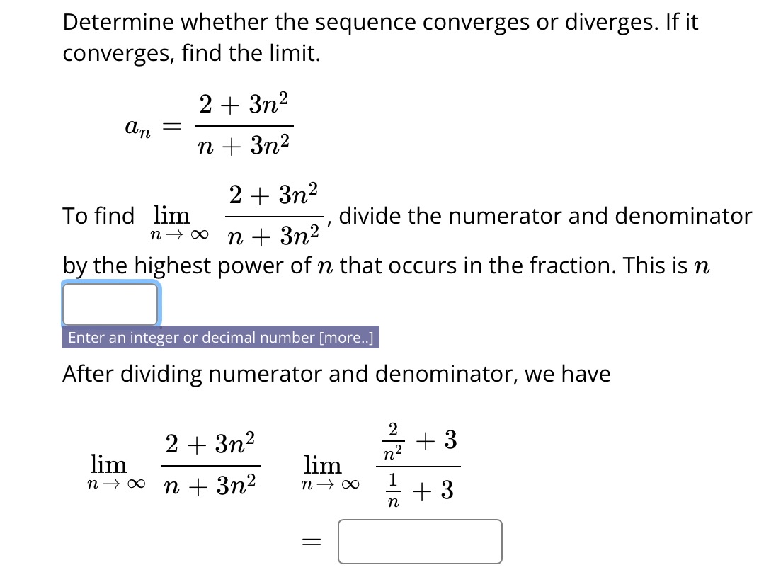 Solved Determine whether the sequence converges or diverges. | Chegg.com