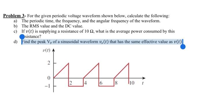 Solved Problem 3-For the given periodic voltage waveform | Chegg.com