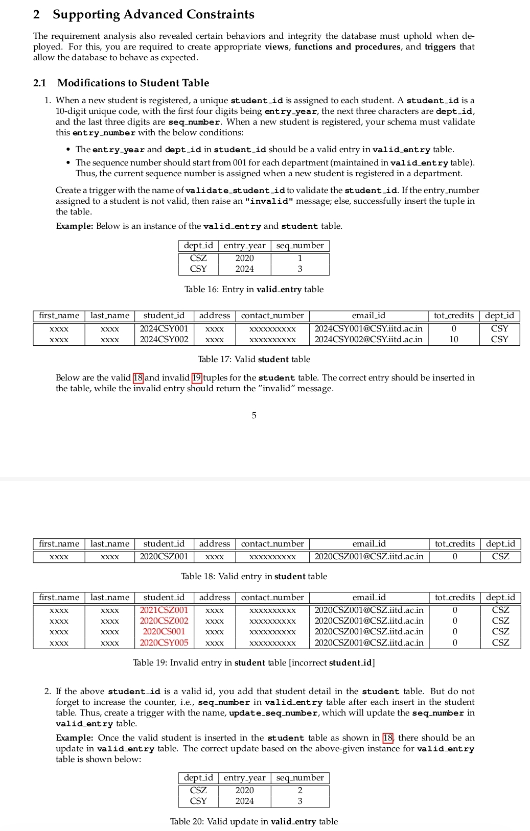 Solved 2 ﻿Supporting Advanced ConstraintsThe requirement | Chegg.com