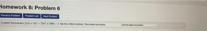 Solved Homework 8: Problem 6 Previous Problem Problem List | Chegg.com