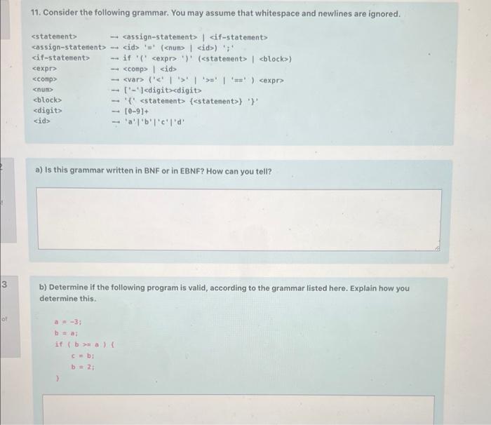 Solved 11. Consider the following grammar. You may assume | Chegg.com