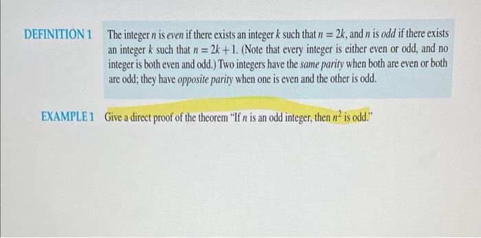 Solved The integer n is even if there exists an integer k | Chegg.com