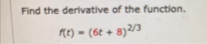 Solved Find the derivative of the function. | Chegg.com