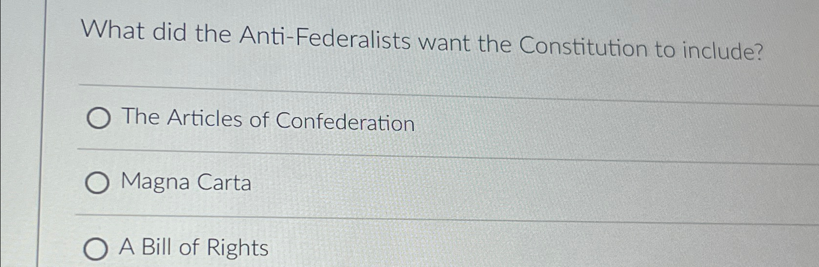 Solved What did the Anti-Federalists want the Constitution | Chegg.com