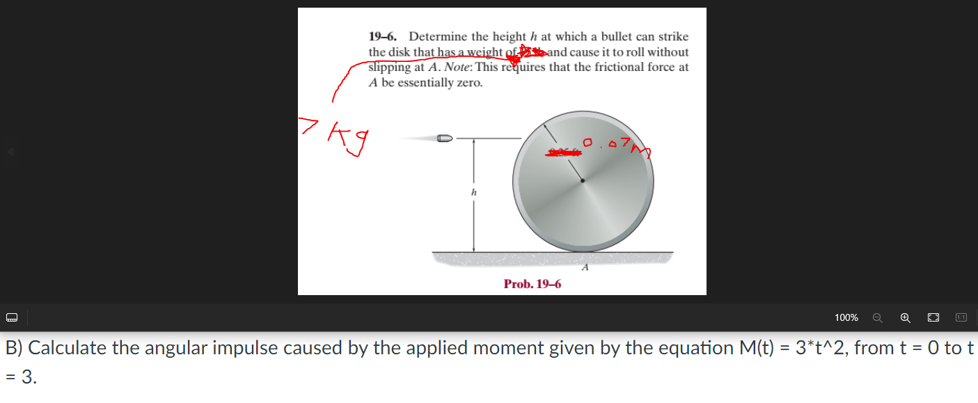 Solved B) ﻿Calculate the angular impulse caused by the | Chegg.com