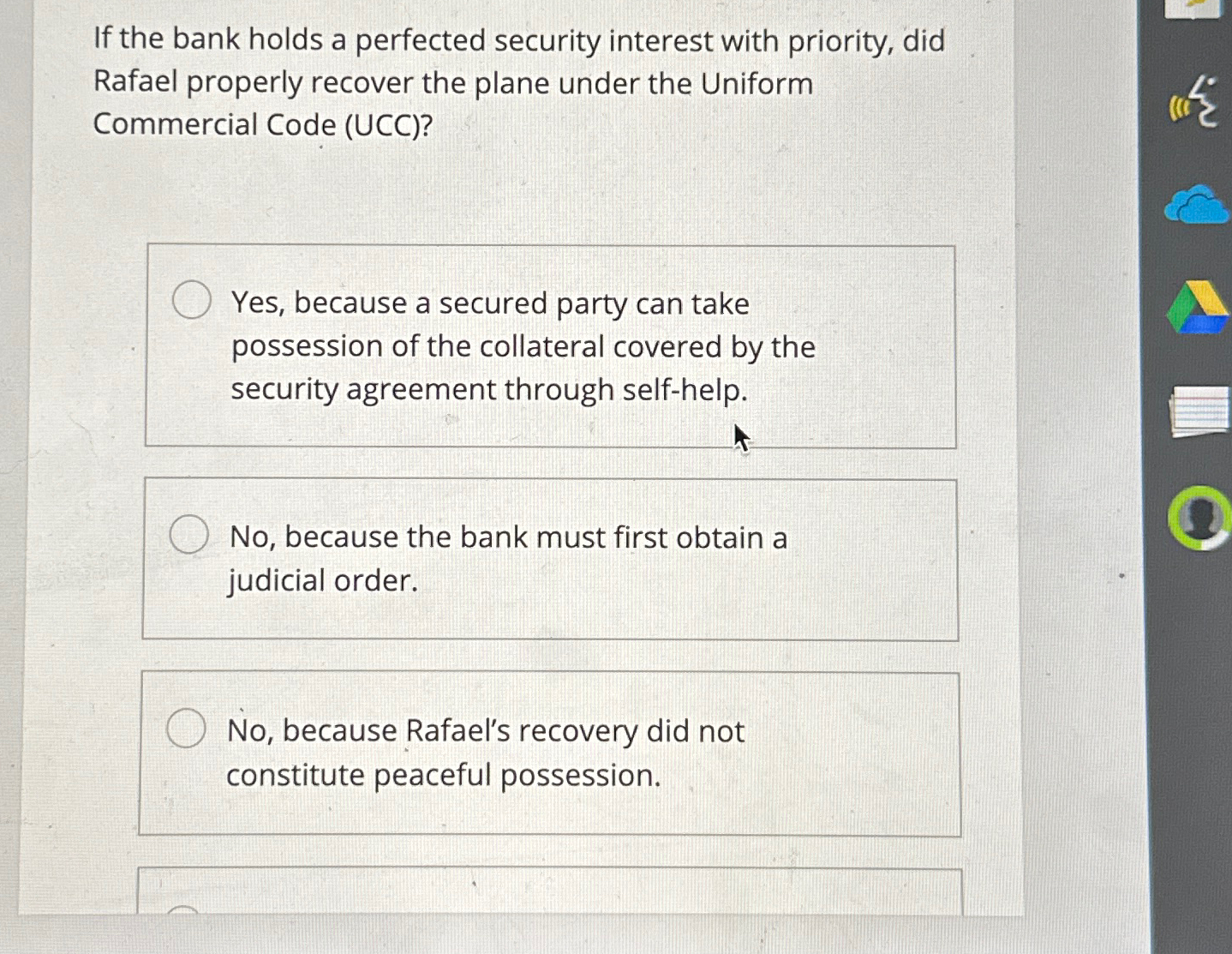 Solved If the bank holds a perfected security interest with | Chegg.com