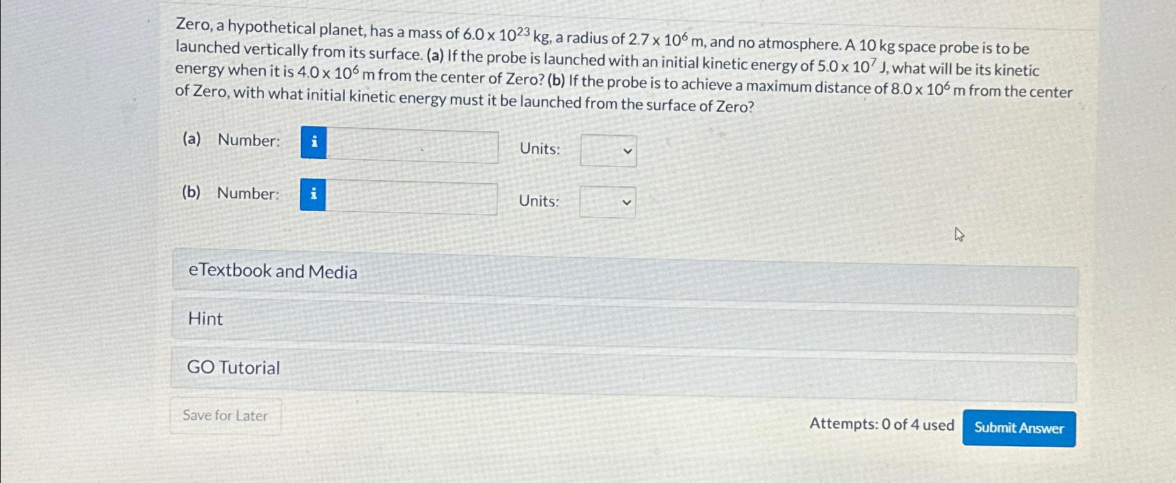 Solved Zero, a hypothetical planet, has a mass of | Chegg.com