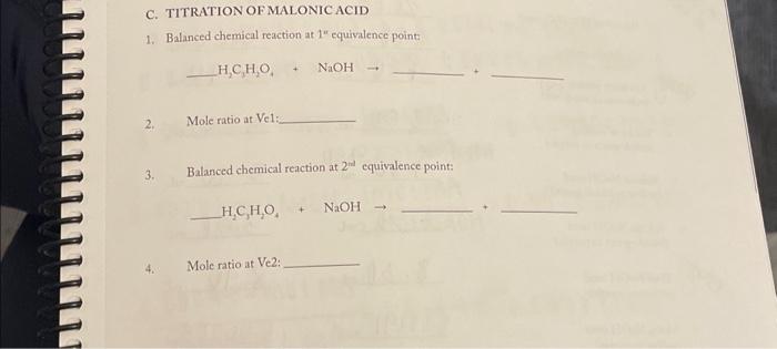 Solved 1. Balanced chemical reaction at 1 "equivalence | Chegg.com